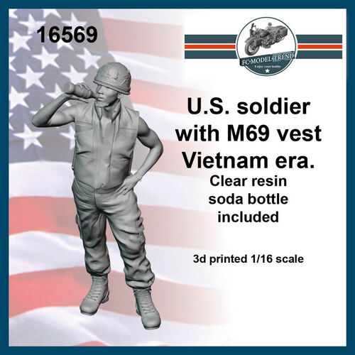 FC ModelTrend 16569 U.S. Soldier With M69 Vest Vietnam Era (Clear Resin Soda Bottle Included)