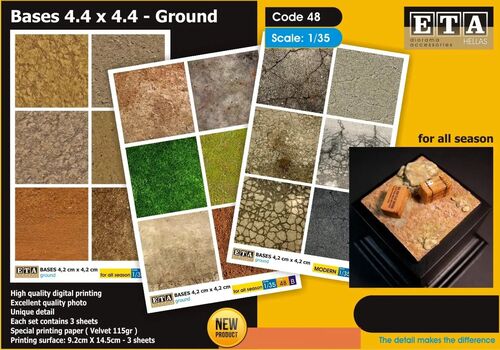 ETA DIORAMA ACCESSORIES 48 Bases 4,2cm x 4.2cm - Ground Part 1