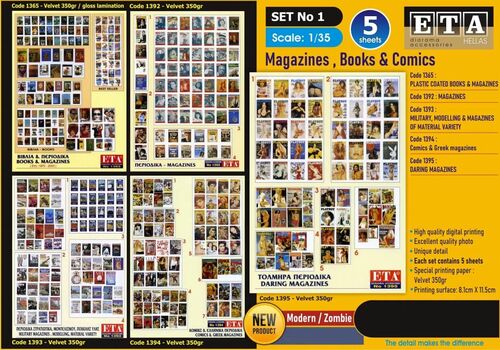 ETA DIORAMA ACCESSORIES SET1 Magazines, Books and Comics (Set No.1)
