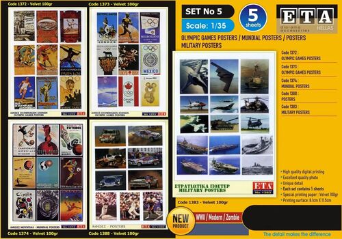 ETA DIORAMA ACCESSORIES SET5 Olympic Game, Mundial and Military Posters (Set No.5)