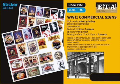 ETA DIORAMA ACCESSORIES 1953 Commercial Signs - sticker