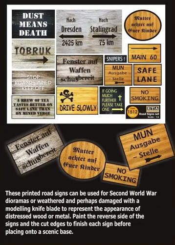 ETA DIORAMA ACCESSORIES 1512 Road Signs WWII