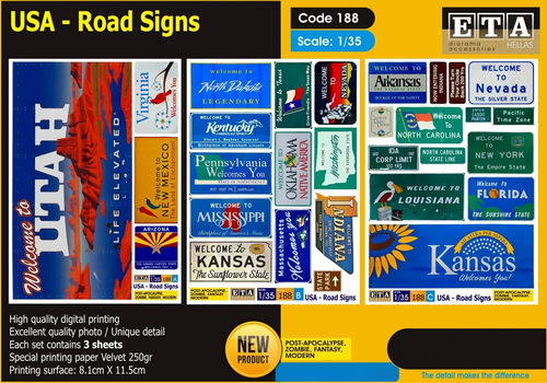 ETA DIORAMA ACCESSORIES 188 USA - Road Signs