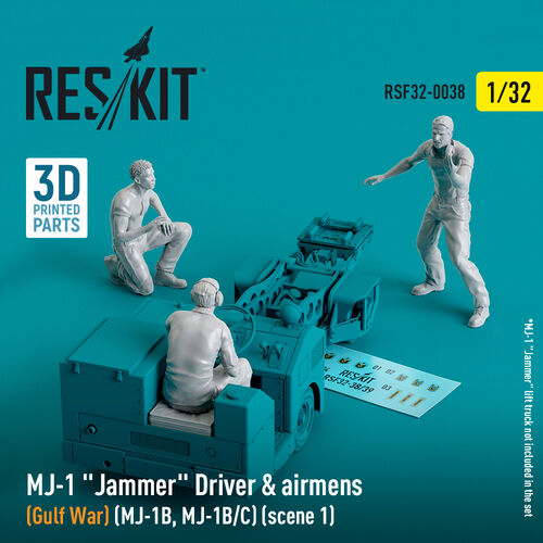 DISCONTINUED RES/KIT F32-0038 MJ-1 'Jammer' Driver And Airmens (Gulf War) (MJ-1B, MJ-1B/C) (Scene 1) (3pcs) (3D Printed)