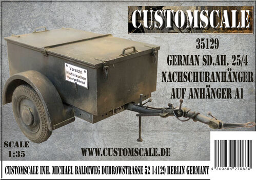 Custom scale 35129 German Sd.Ah. 25/4 Replenishment Trailer On Trailer A1