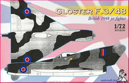 Unicraft 72122 Gloster F.3/48 - British Post War Jet Fighter (Unicraft kits do not include decals)