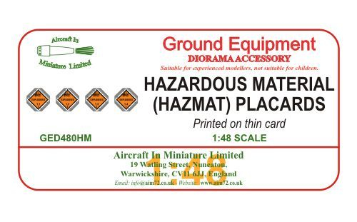 Aircraft In Miniature Ltd GED480HM Hazardous Materials (HAZMAT) Placards