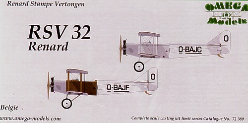 Omega Models 72389 RSV-32 Renard - Belgium Decals O-BAJF and O-BAJC