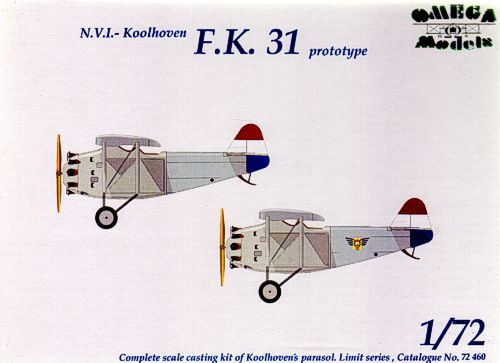 Omega Models 72460 N.V.I. Koolhoven F.K.31 prototype - Decals included