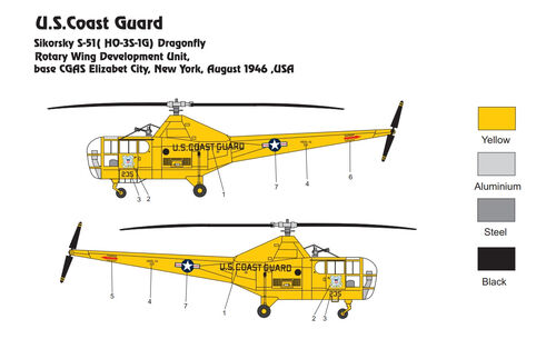 Miniwing 337 Sikorsky HO-3S-1G Dragonfly US Coastal Guard (1 kit in bag with canopy paint mask)