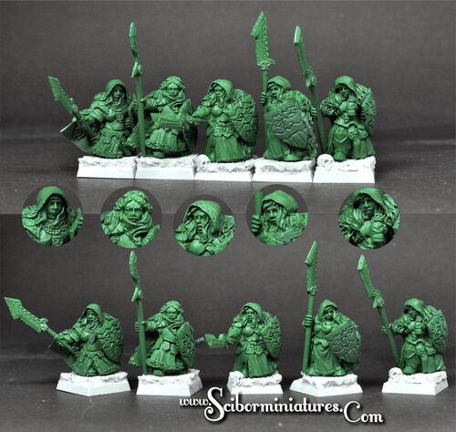 Scibor Monstrous Miniatures 28FM0701 Dwarven Female Spearmen - 5 Minis Set