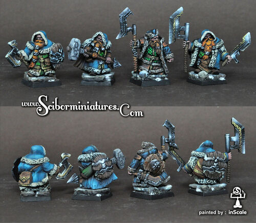 Scibor Monstrous Miniatures 28FM0667 Ice Stronghold Dwarves - 4 Miniatures Set 3