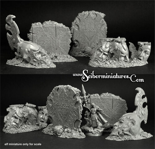 Scibor Monstrous Miniatures TEER0012 Elven Ruins Terrain (4 pcs)