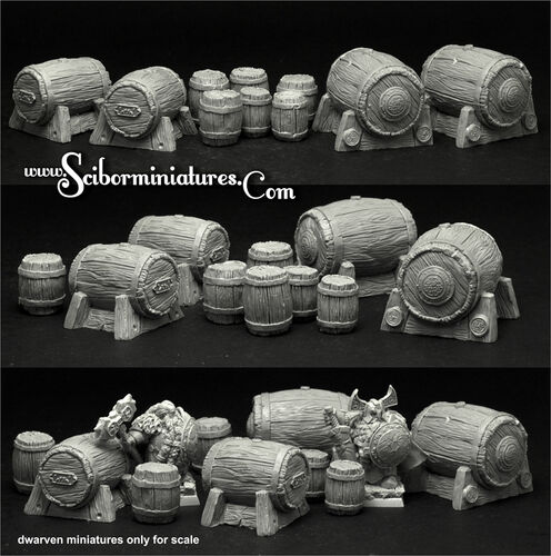 Scibor Monstrous Miniatures TEDR0018 Dwarven Barrels set (10 pcs)