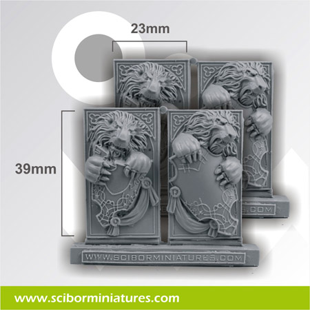 Scibor Monstrous Miniatures CPLI0120 Lion decorated Plates #1 (4 pcs)
