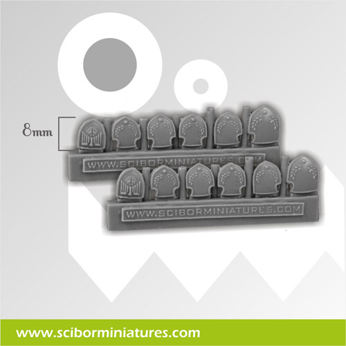 Scibor Monstrous Miniatures CPSH0019 Small Decorated Shields (12 pcs)