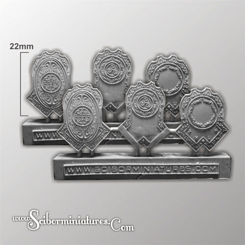 Scibor Monstrous Miniatures CPSH0227 Dwarven Veterans Shields set 2 (6 pcs)