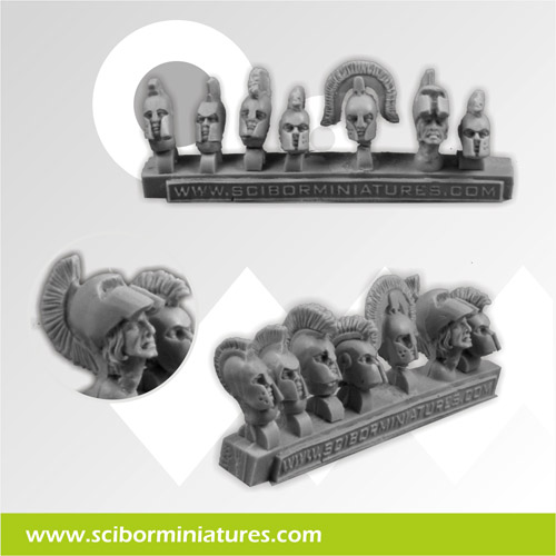 Scibor Monstrous Miniatures CPSP0191 Spartan Heads set #2 (8 pcs)
