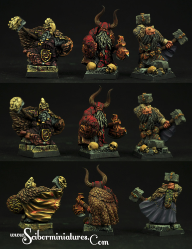 Scibor Monstrous Miniatures 28MA0046 Moscals Dwarves Chiefs set 3