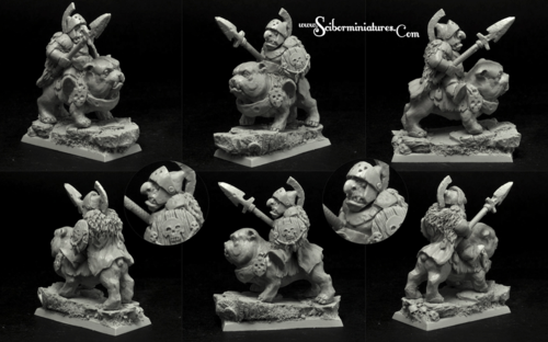Scibor Monstrous Miniatures 28GB0024 Goblin Warrior on Dog #3
