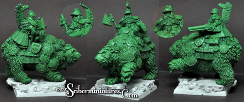 Scibor Monstrous Miniatures 28FM0572 Dwarf Winged Hussar on War Bear #2