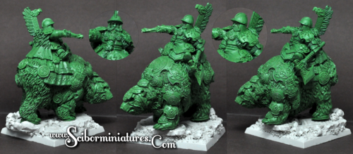 Scibor Monstrous Miniatures 28FM0573 Dwarf Winged Hussar on War Bear #3
