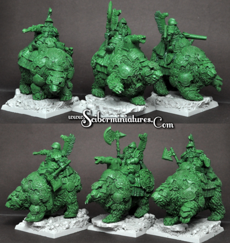 Scibor Monstrous Miniatures 28FM0574 Dwarves Winged Hussars on War Bears set 3