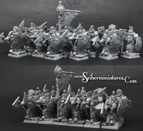 Scibor Monstrous Miniatures 28FM0417 Dwarven Noble Axemen 12 miniatures 12