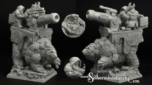 Scibor Monstrous Miniatures 28FM0262 Dwarven Cannon on War Bear