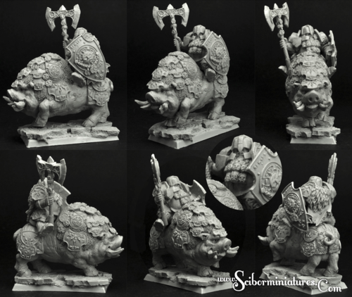 Scibor Monstrous Miniatures 28FM0291 Dwarf Lord Dain on War Boar
