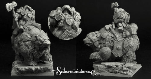 Scibor Monstrous Miniatures 28FM0306 Dwarf Ranger on War Bear #1