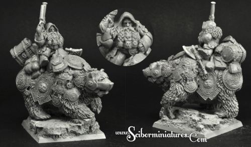 Scibor Monstrous Miniatures 28FM0307 Dwarf Ranger on War Bear #2