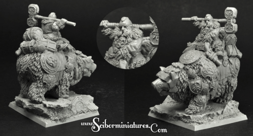 Scibor Monstrous Miniatures 28FM0308 Dwarf Ranger on War Bear #3