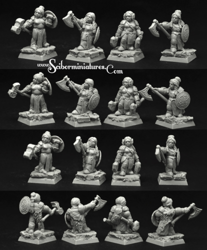Scibor Monstrous Miniatures 28FM0187 Dwarves Female Characters set3 4