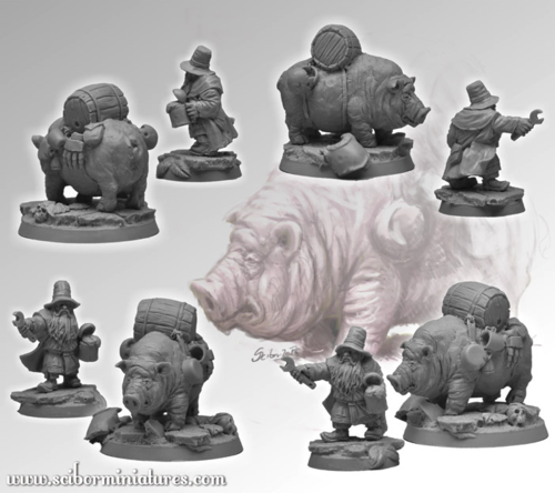 Scibor Monstrous Miniatures 28FF0006 Dwarven Medic & Pig Ambulance (2)