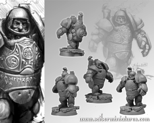 Scibor Monstrous Miniatures 28FF0009 Dwarf Steam Player #1