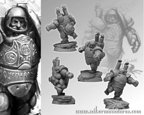 Scibor Monstrous Miniatures 28FF0011 Dwarf Steam Player #3