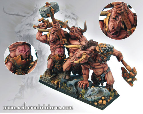 Scibor Monstrous Miniatures 28FM0045 Minotaurs Warriors Set 3
