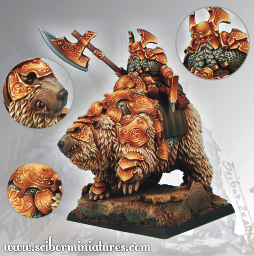 Scibor Monstrous Miniatures 28FM0047 Dwarf General on War Bear