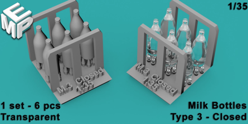 EMP3D 35060122 Butelki mleka 1l - typ 3 - zamknięte - 6 sztuk
