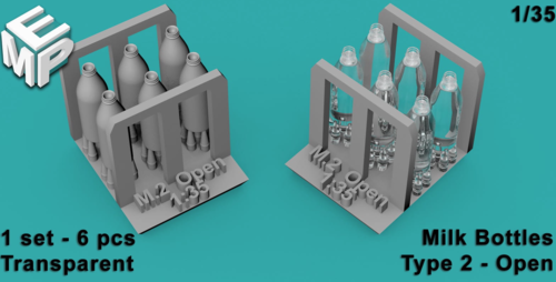 EMP3D 35060119 Butelki mleka 1l - typ 2 - otwarte - 6 sztuk