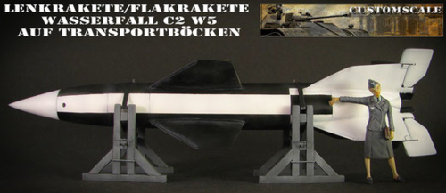 Custom scale 35037 German guided missile / anti-aircraft missile Wasserfall C2 W5 on the transport stands
