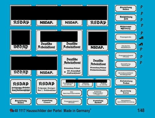 Peddinghaus-Decals 1117 House Plates Of NSDAP Organisations
