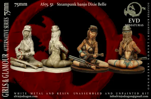 El Viejo Dragon AS75-51 Steampunk banjo Dixie Belle