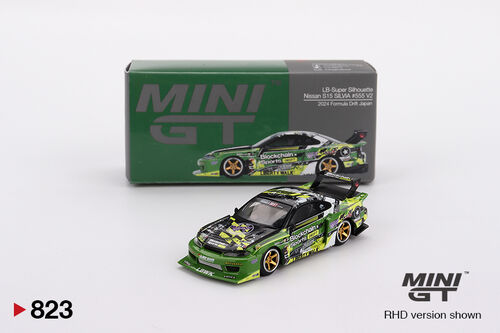 NEW! Mini GT 00823 Nissan Silvia S15 - LB-Super Silhouette No.555 V2 2024 Formula Drift Japan