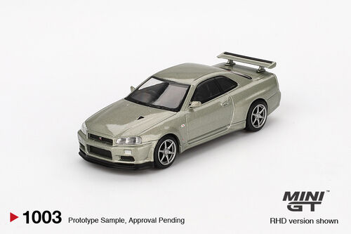 Mini GT 01003-BL Nissan Skyline GT-R (R34) VSPEC II Millenium Jade 2002 Blister