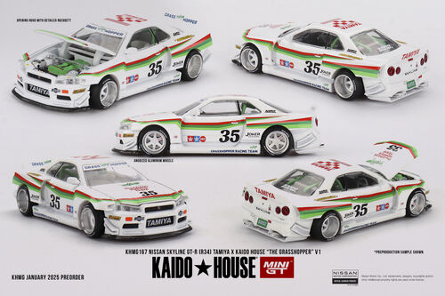 Mini GT KHMG167 Kaido House 167 Nissan Skyline GT-R (R34) Tamiya X Kaido House "The Grasshopper" V1 1999