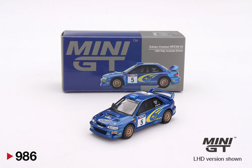 Mini GT 00986-L Subaru Impreza WRC99 #5 - 1999 Rally Australia Winner (Left-Hand Boxed)