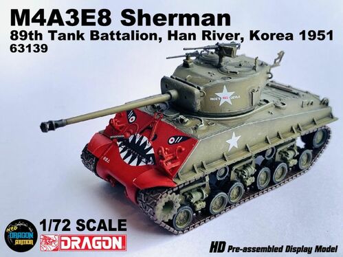 Dragon Armor 63139 M4A3E8 Sherman 89th Tank Battalion, Han River, Korea 1951