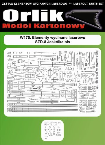 Orlik 175w Elementy wycinane laserowo do modelu SZD-8 Jaskółka bis